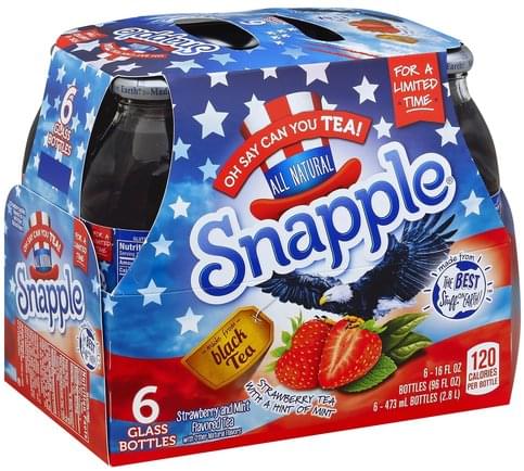 Snapple Strawberry and Mint Flavored Tea - 6 ea, Nutrition Information ...