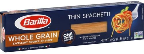 Barilla Whole Grain Pasta Nutrition Label