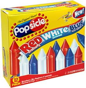 Popsicle Red, White & Blue Flavored Ice Pops - 12 ea, Nutrition ...