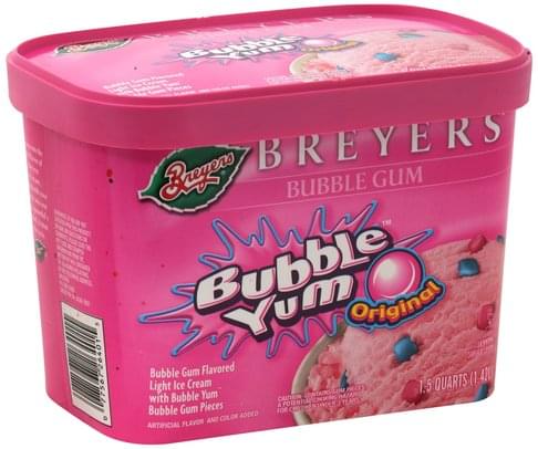 Breyers Bubble Yum Bubble Gum, Original Light Ice Cream - 1.5 QT ...