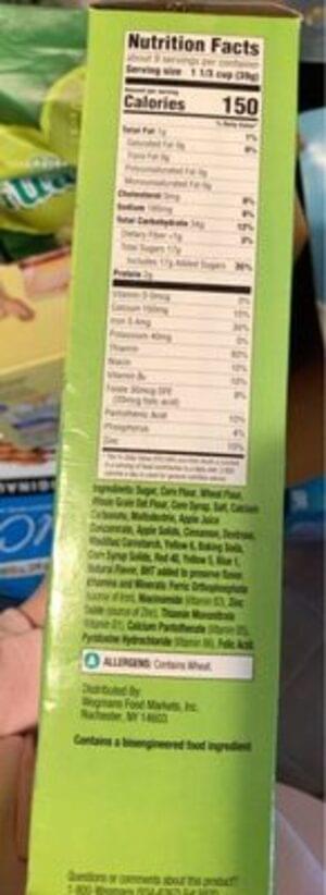 Wegmans Apple Snaps Cereal - 12.2 oz, Nutrition Information | Innit