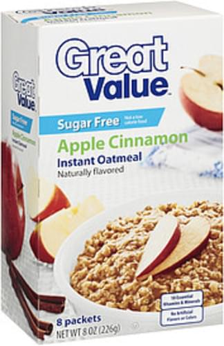 Great Value Sugar Free Apple Cinnamon Packets Instant Oatmeal - 8 ...