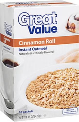 Great Value Cinnamon Roll Packets Instant Oatmeal - 10, Nutrition ...