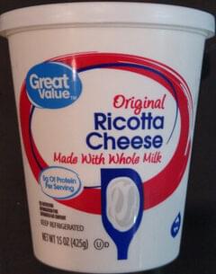 Great Value Original Ricotta Cheese - 15 oz, Nutrition Information | Innit