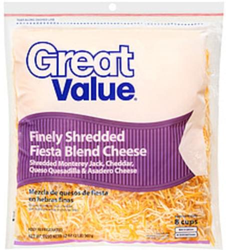 Great Value Finely Shredded Fiesta Blend Cheese - 32 oz, Nutrition ...