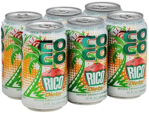 Coco Rico Natural Coconut Flavored, Diet Soda - 6 ea, Nutrition ...