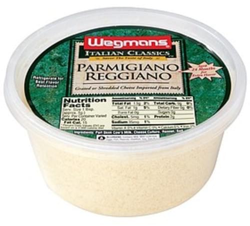 Wegmans Parmigiano Reggiano, Grated Cheese (Shredded) - 1 lb, Nutrition ...