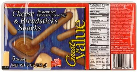 Great Value Cheese & Breadsticks Snacks - 5 ea, Nutrition Information ...