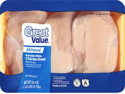 Great Value All Natural Boneless Skinless Chicken Breasts,, 01/08/2024