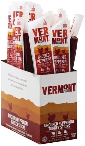 Vermont Uncured Pepperoni Turkey Stick - 24 ea, Nutrition Information ...