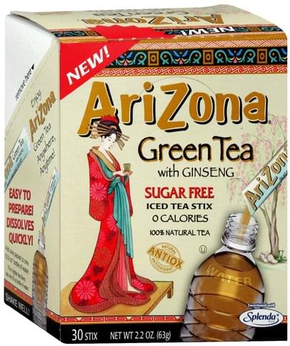 Arizona Sugar Free, Green Tea with Ginseng Iced Tea Stix - 30 ea ...