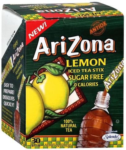 Arizona Sugar Free, Lemon Iced Tea Stix - 30 ea, Nutrition Information ...