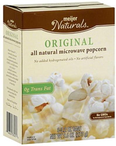 Meijer Naturals Original Microwave Popcorn - 3 ea, Nutrition ...