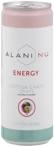 Alani Nu Cotton Candy Grape Energy Drink - 12 oz, Nutrition Information ...