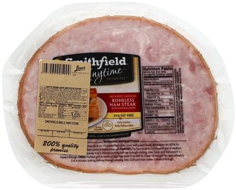 SMITHFIELD Boneless, Hickory Smoked Ham Steak - 1 ea, Nutrition ...