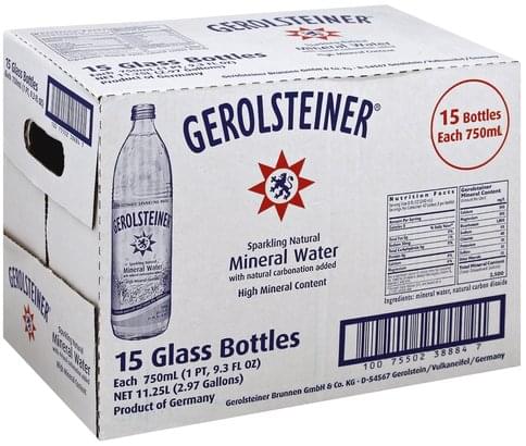 Gerolsteiner Sparkling Natural Mineral Water - 15 ea, Nutrition ...