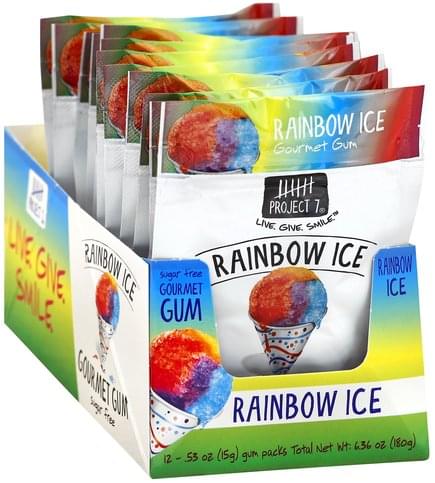 Project 7 Gourmet, Sugar Free, Rainbow Ice Gum - 12 ea, Nutrition ...